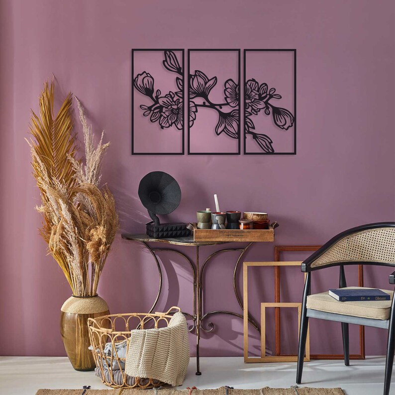 Magnolia Flower Metal Wall Decor, Magnolia 3 Pieces Wall Art, Animal ...