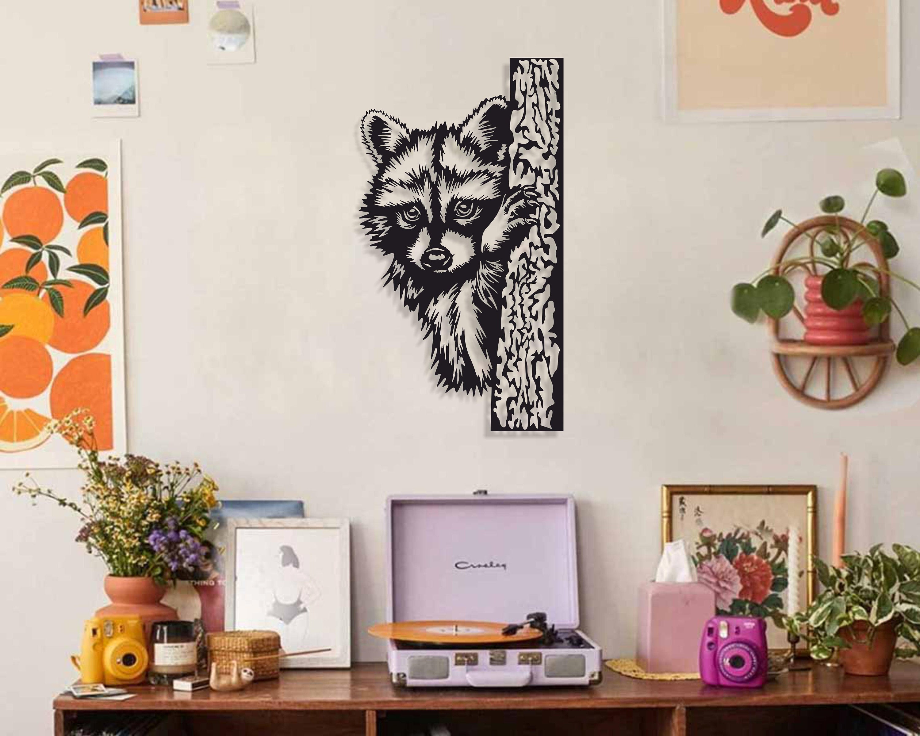 Raccoon Metal Wall Art Wild Animal Metal Wall Art Living - Etsy