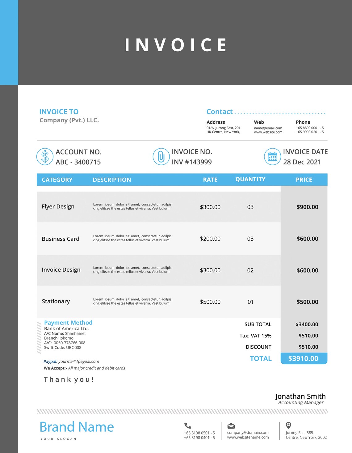 Microsoft Word Invoice Templates: A4 and US Letter Paper Sizes ...