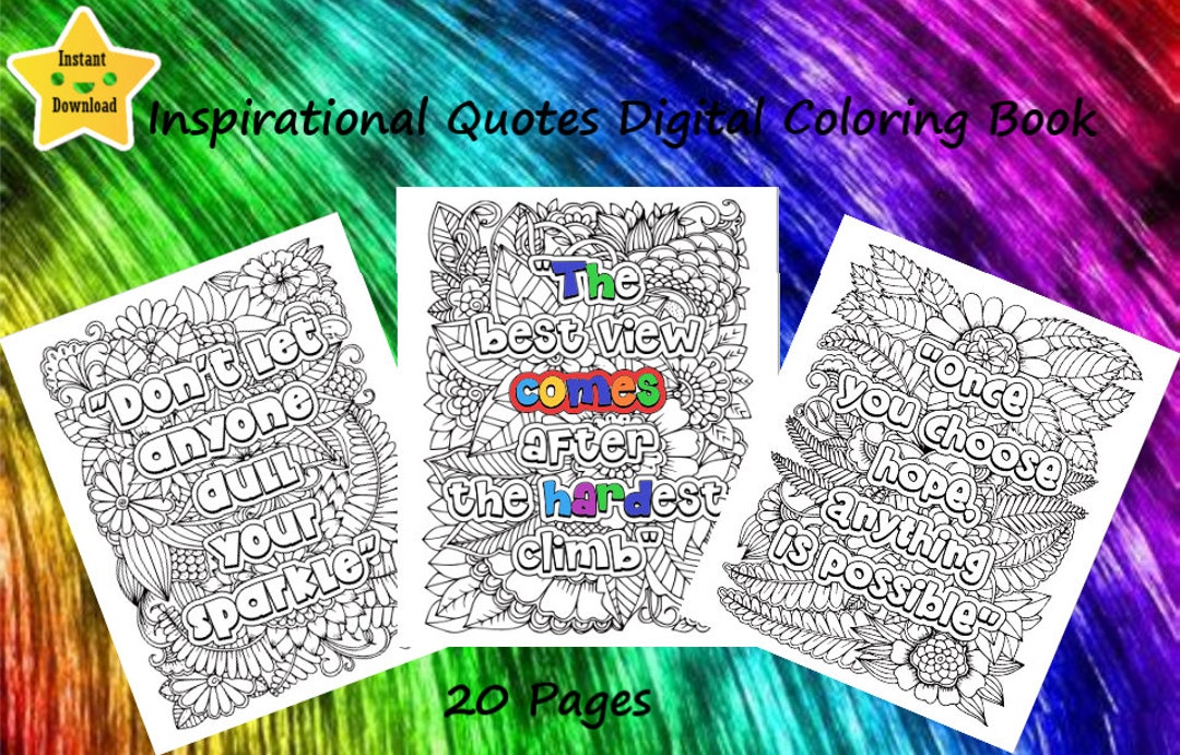 Famous Inspirational Quotes - Custom Made Digital Coloring Book - Etsy