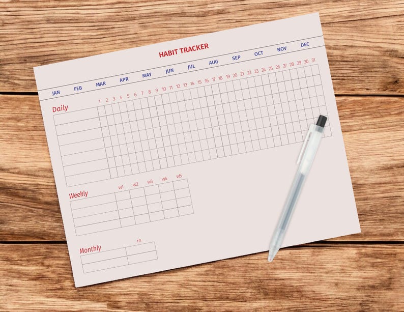 Minimalist All-in-one Habit Tracker Notepad | Tear-away Habit Tracker ...