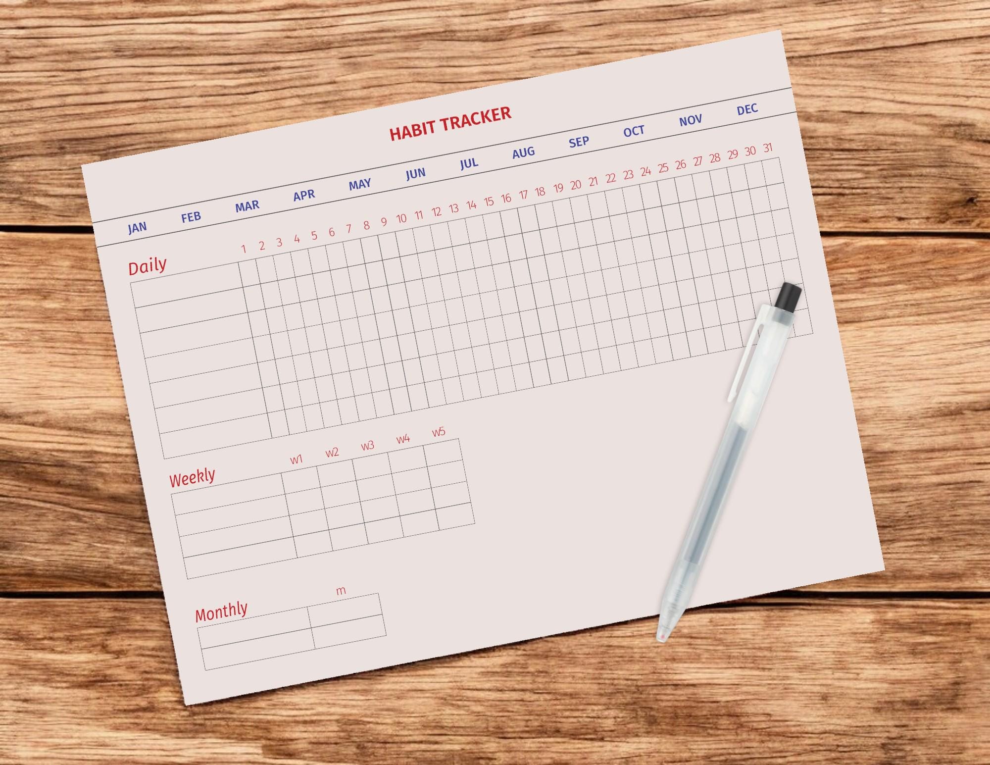 Minimalist All-in-one Habit Tracker Notepad | Tear-away Habit Tracker ...