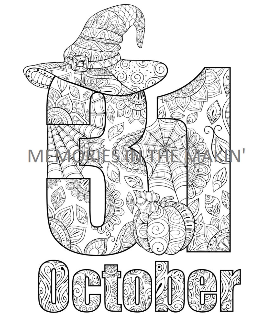 20 Fall and Halloween Themed Digital Coloring Pages for Adults - Etsy