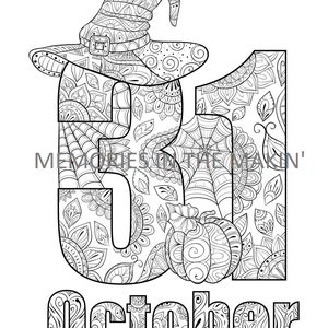 20 Fall and Halloween Themed Digital Coloring Pages for Adults - Etsy