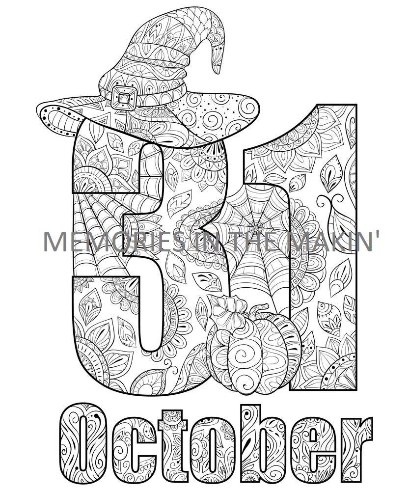 20 Fall and Halloween Themed Digital Coloring Pages for Adults - Etsy