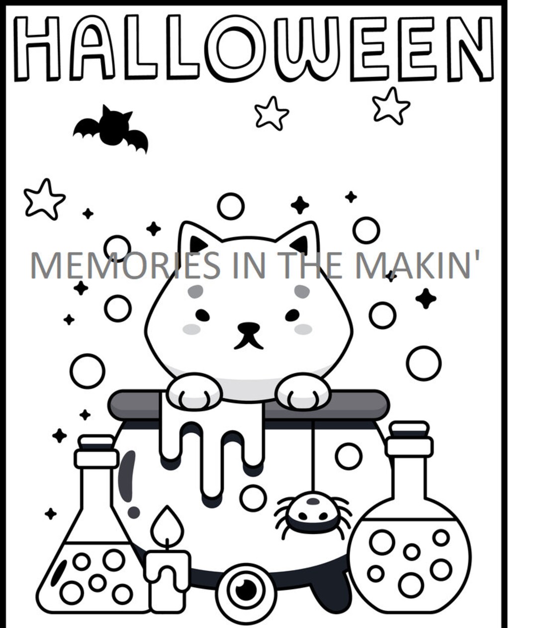 22 Halloween Themed Digital Coloring Pages for Kids - Etsy