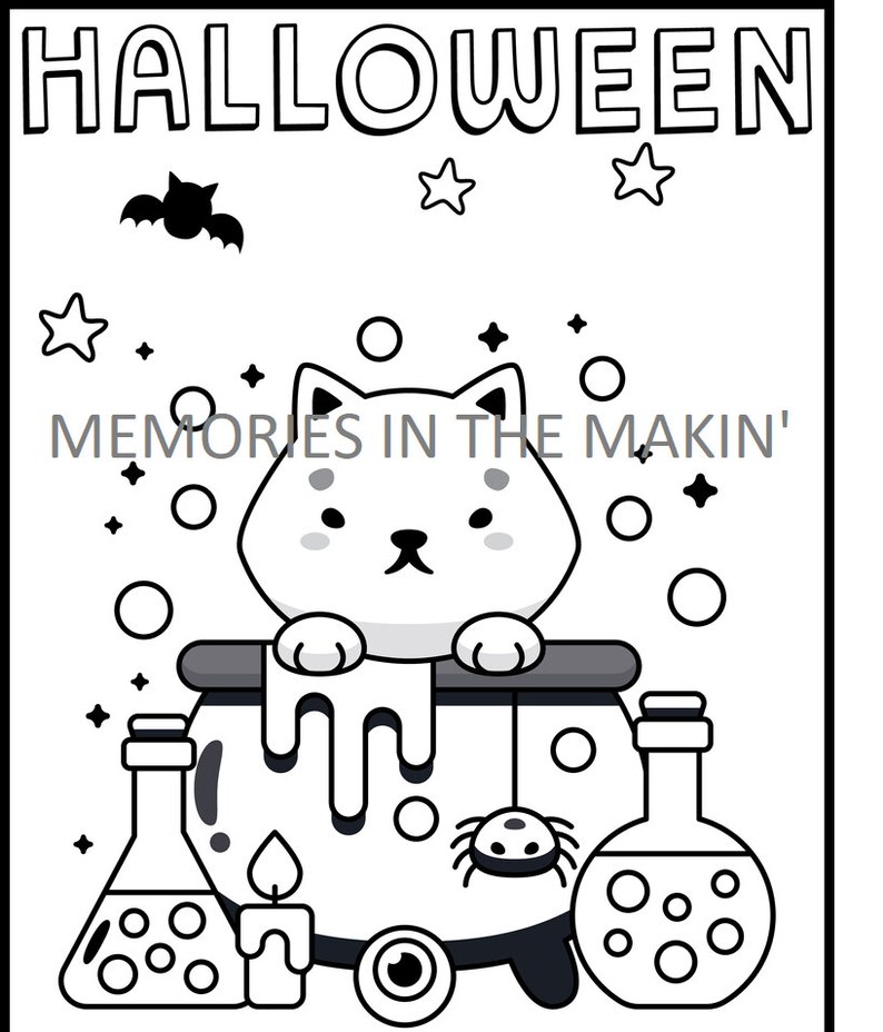 Drawing & Illustration 22 Halloween Themed Digital Coloring Pages for ...