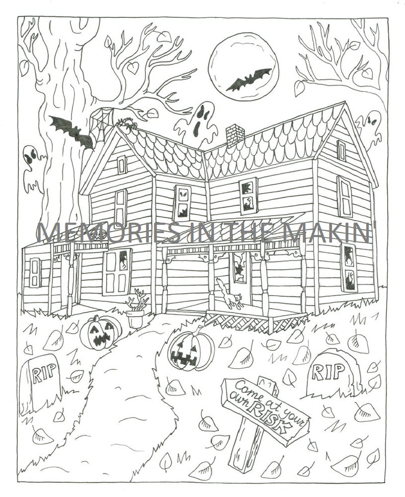 20 Fall and Halloween Themed Digital Coloring Pages for Adults - Etsy