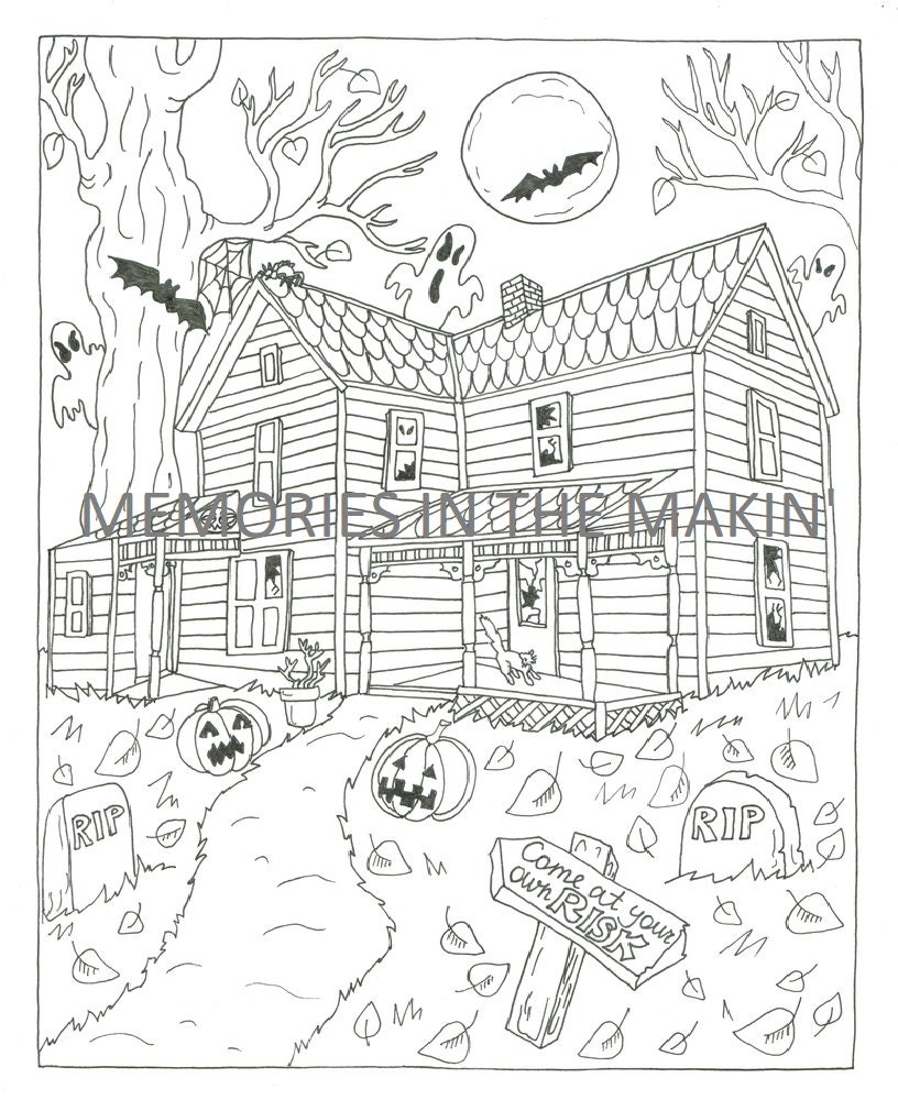 20 Fall and Halloween Themed Digital Coloring Pages for Adults - Etsy