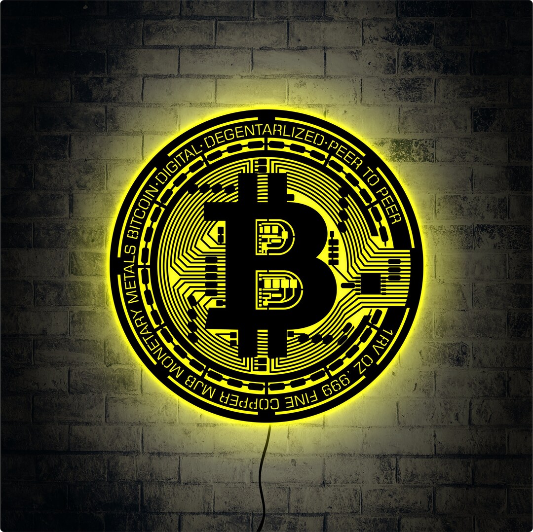 Bitcoin Led Sign Neon Sign Wooden Wall Sign Decor - Etsy