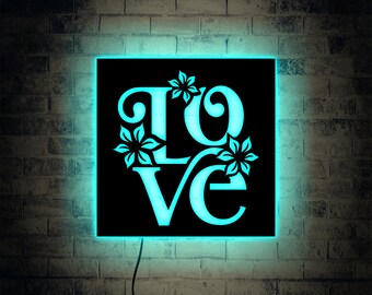 Wooden Love Sign With Lights - Etsy