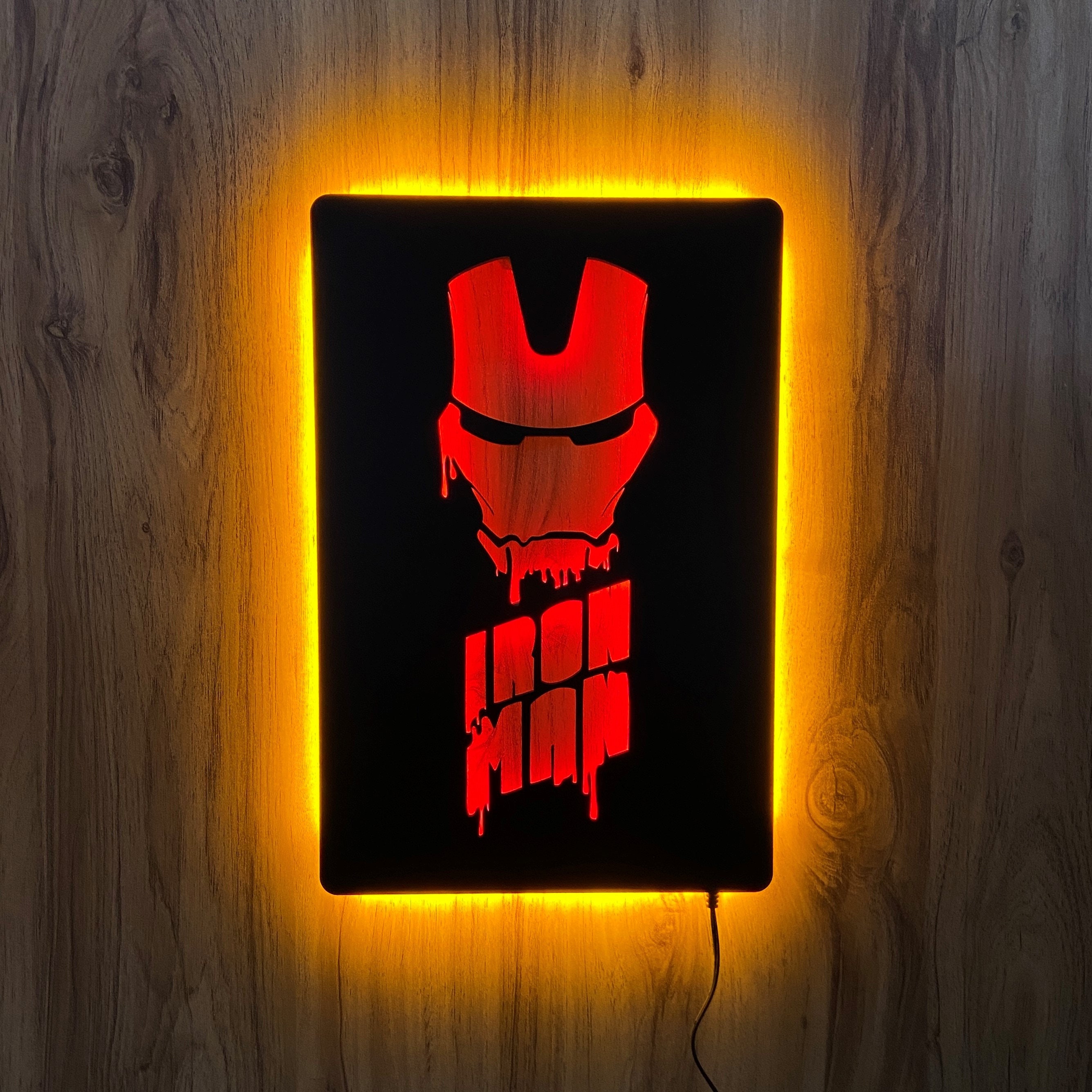 Iron Man Sign Avengers Neon Sign Wooden Wall Sign Decor - Etsy