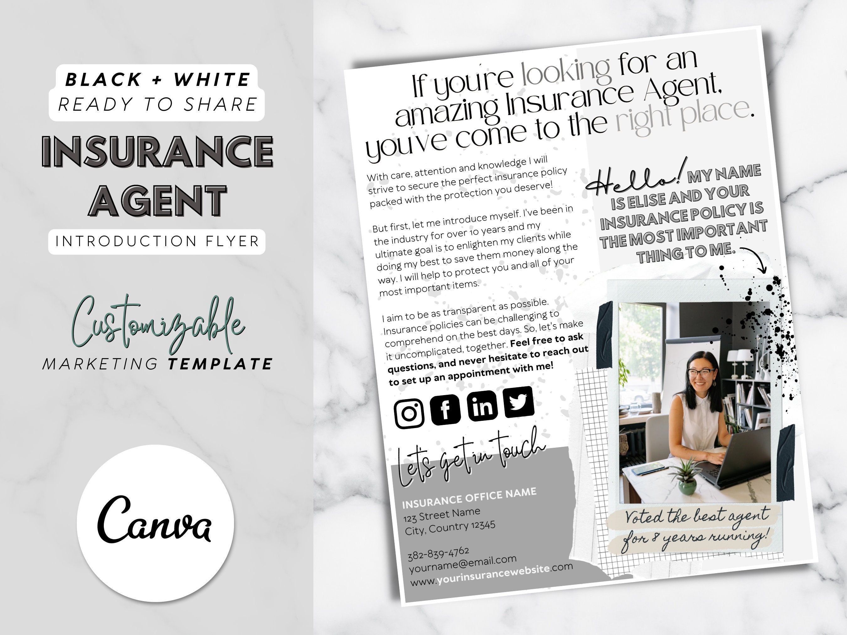 Insurance Agent Marketing Flyer | Insurance Agent Introduction Flyer ...