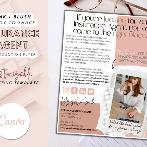 Insurance Agent Marketing Flyer Insurance Agent Introduction - Etsy