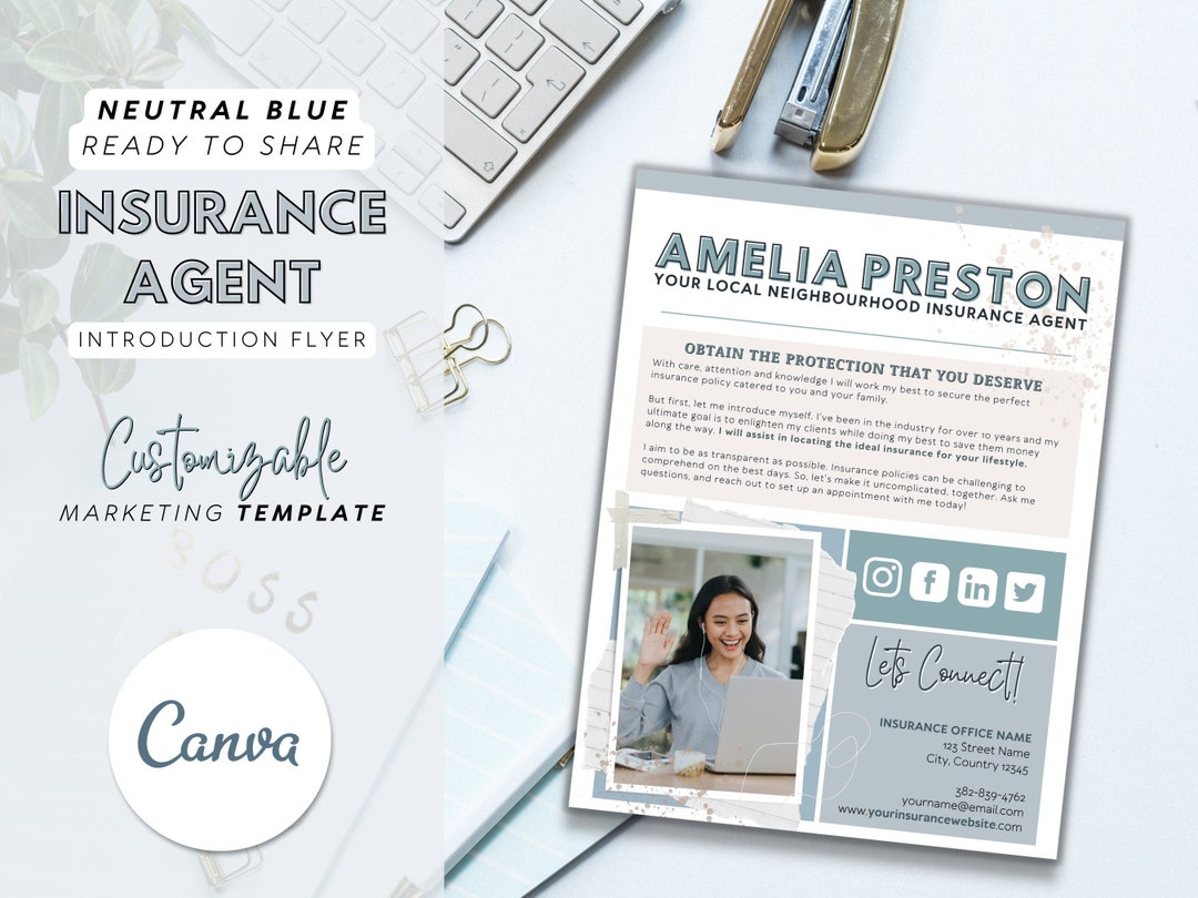 Insurance Agent Marketing Flyer | Insurance Agent Introduction Flyer ...