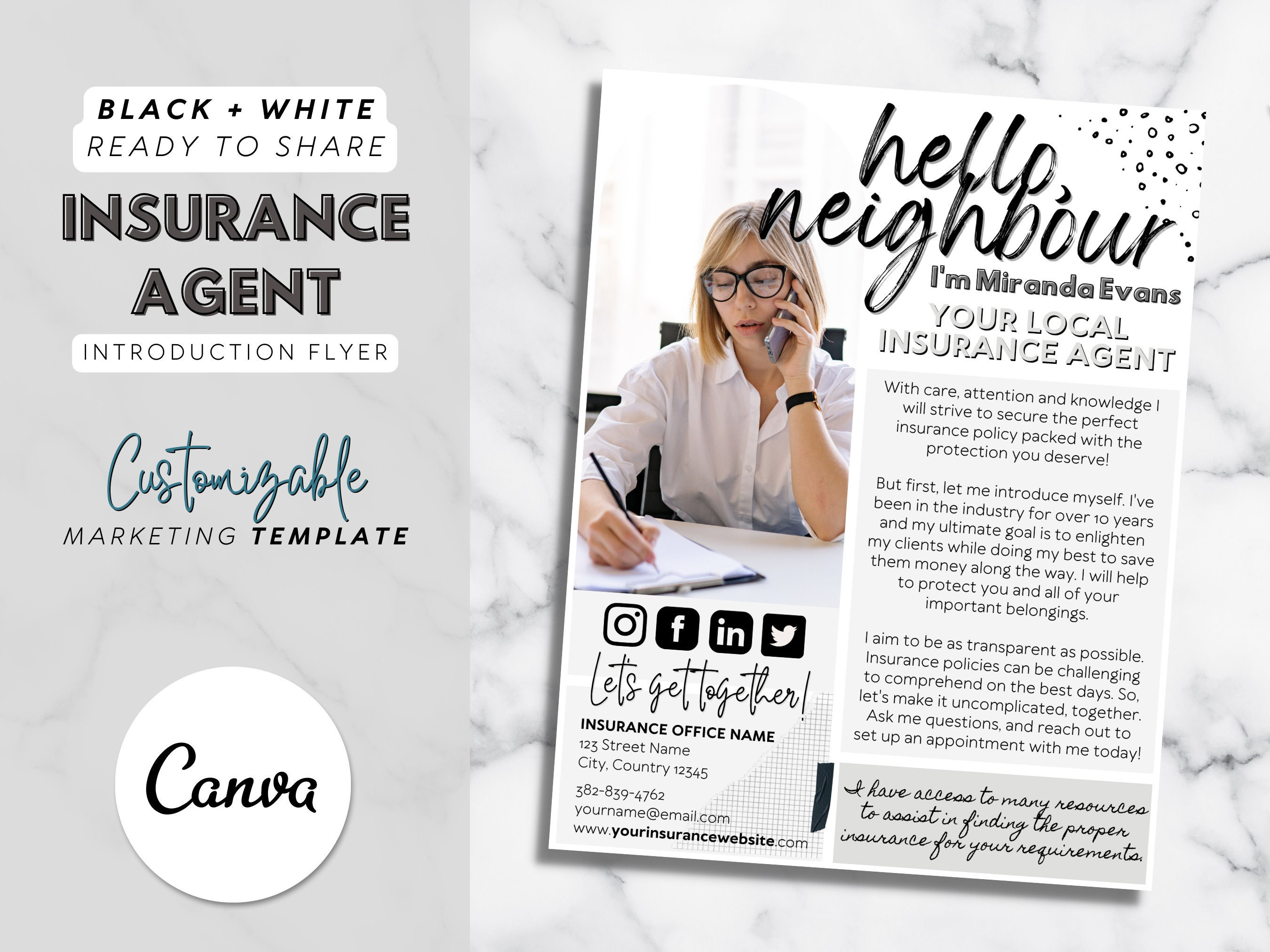 Insurance Agent Marketing Flyer | Insurance Agent Introduction Flyer ...