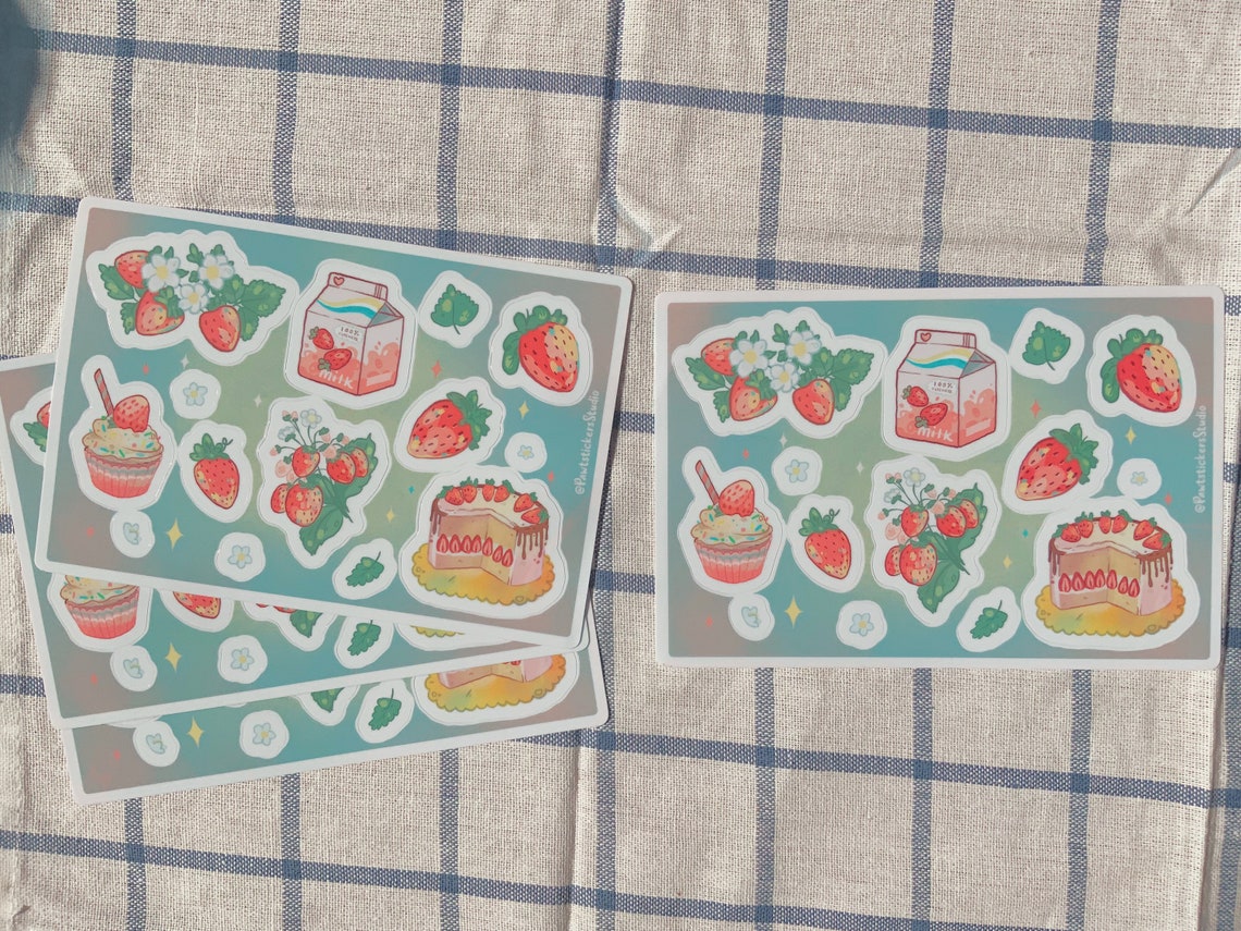 Strawberry Sticker Sheet - Etsy