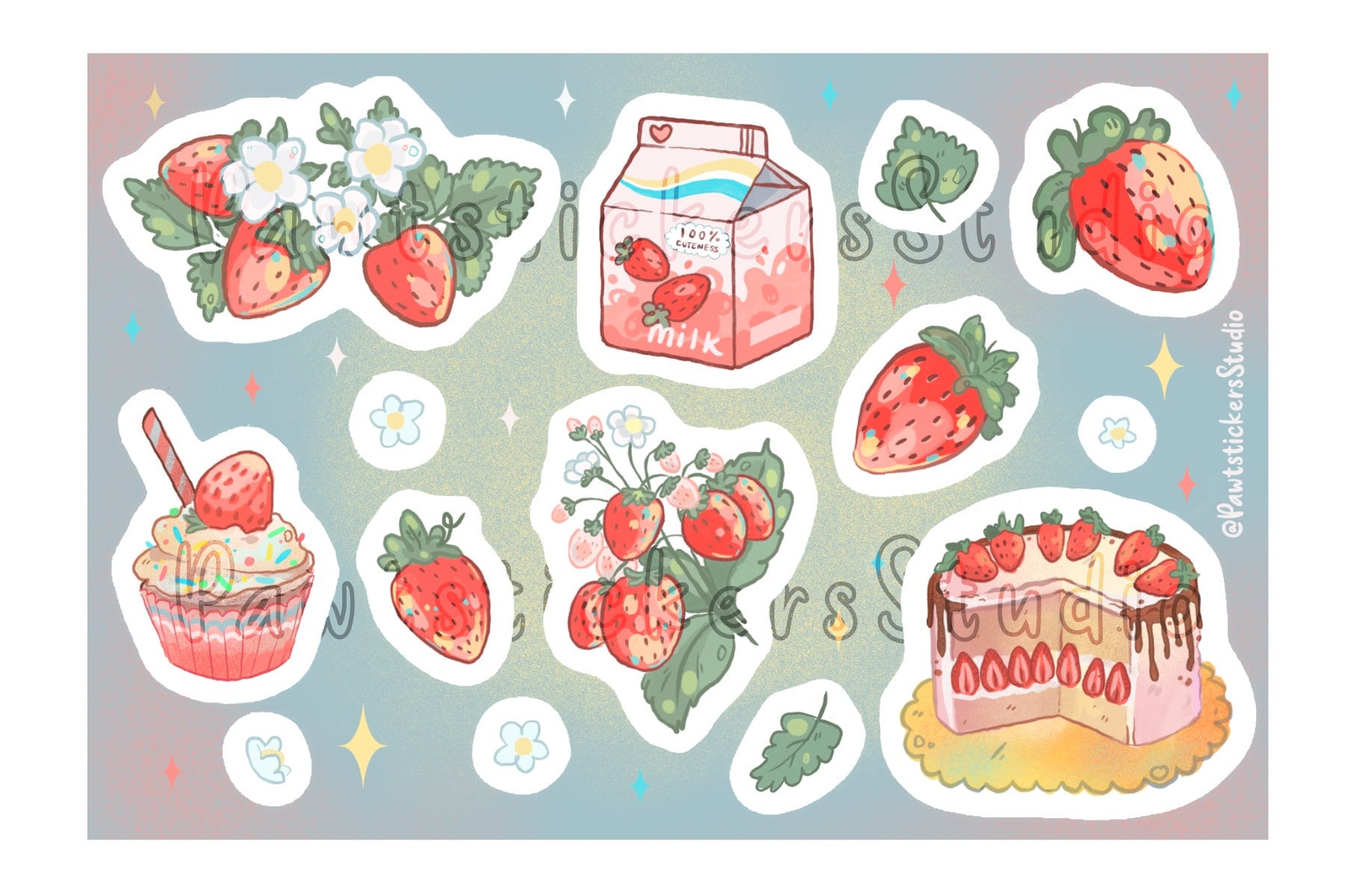 Strawberry Sticker Sheet - Etsy