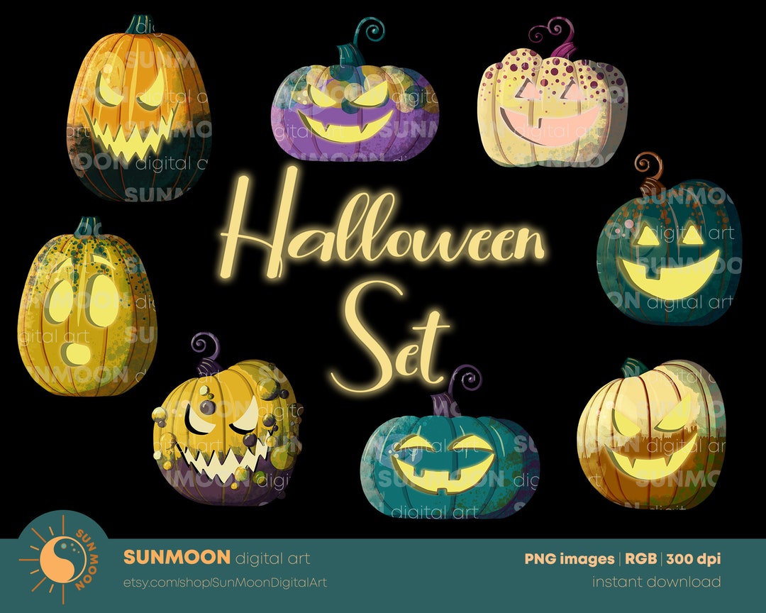 Halloween Pumpkin Clipart, Fall Watercolor Decor, Autumn Clip Art ...
