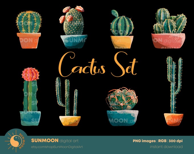 Succulent Clipart, Cactus Clip Art, Terrarium Botanical Images, Floral ...