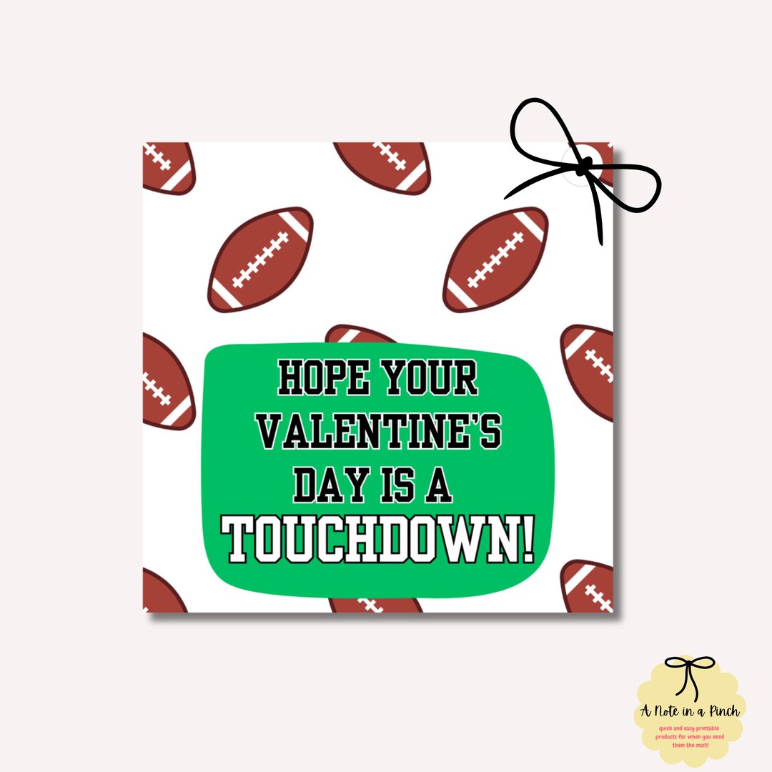 Valentine's Day Gift Tag, Football, Instant Download, Printable Gift ...