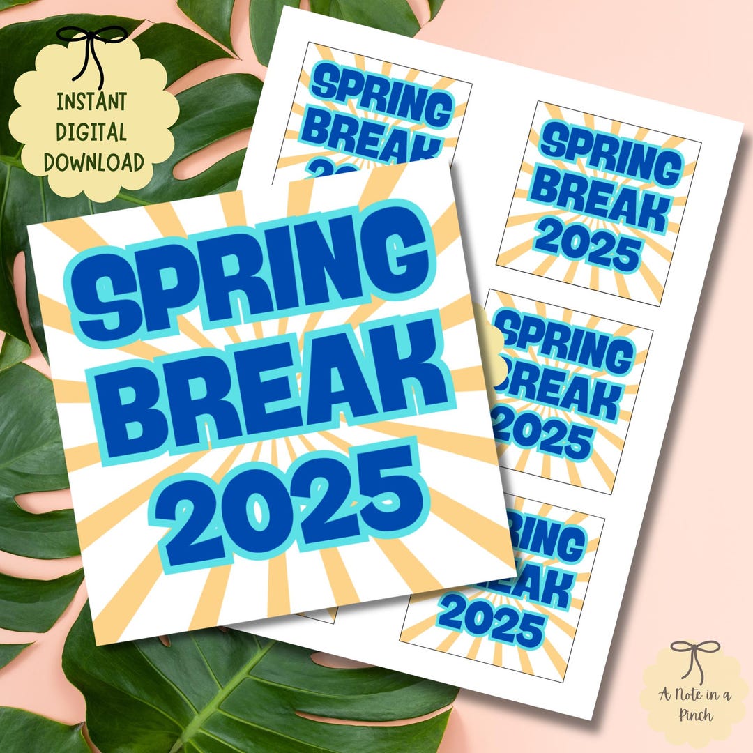 Spring Break, Printable Gift Tag, Instant Download, Spring Break Gift ...