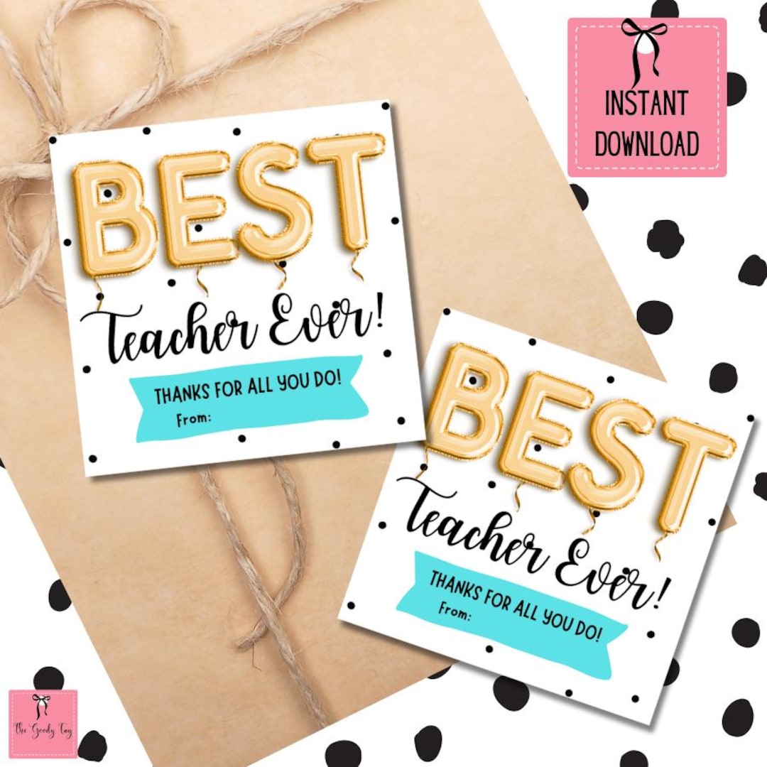 Teacher Appreciation Gift Tag Printable, Thank You Card (PDF) - Etsy