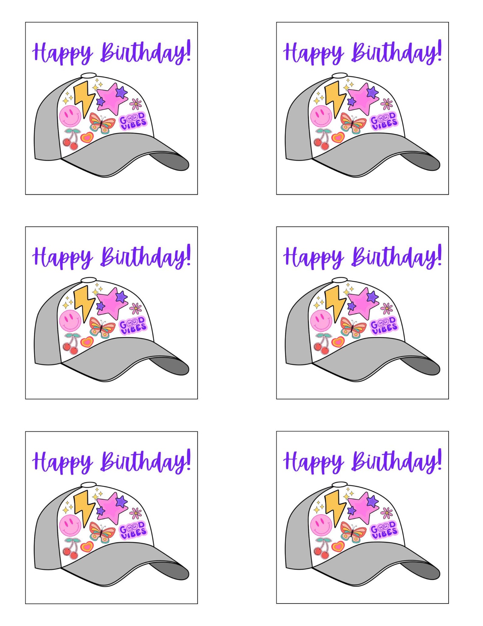 Happy Birthday, Hat, Gift Tags, Printable, Instant Download, Birthday ...