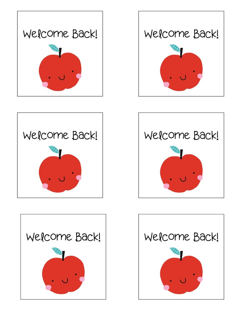 Back to School, Gift Tags, Printable, Instant Download, Apple, First ...