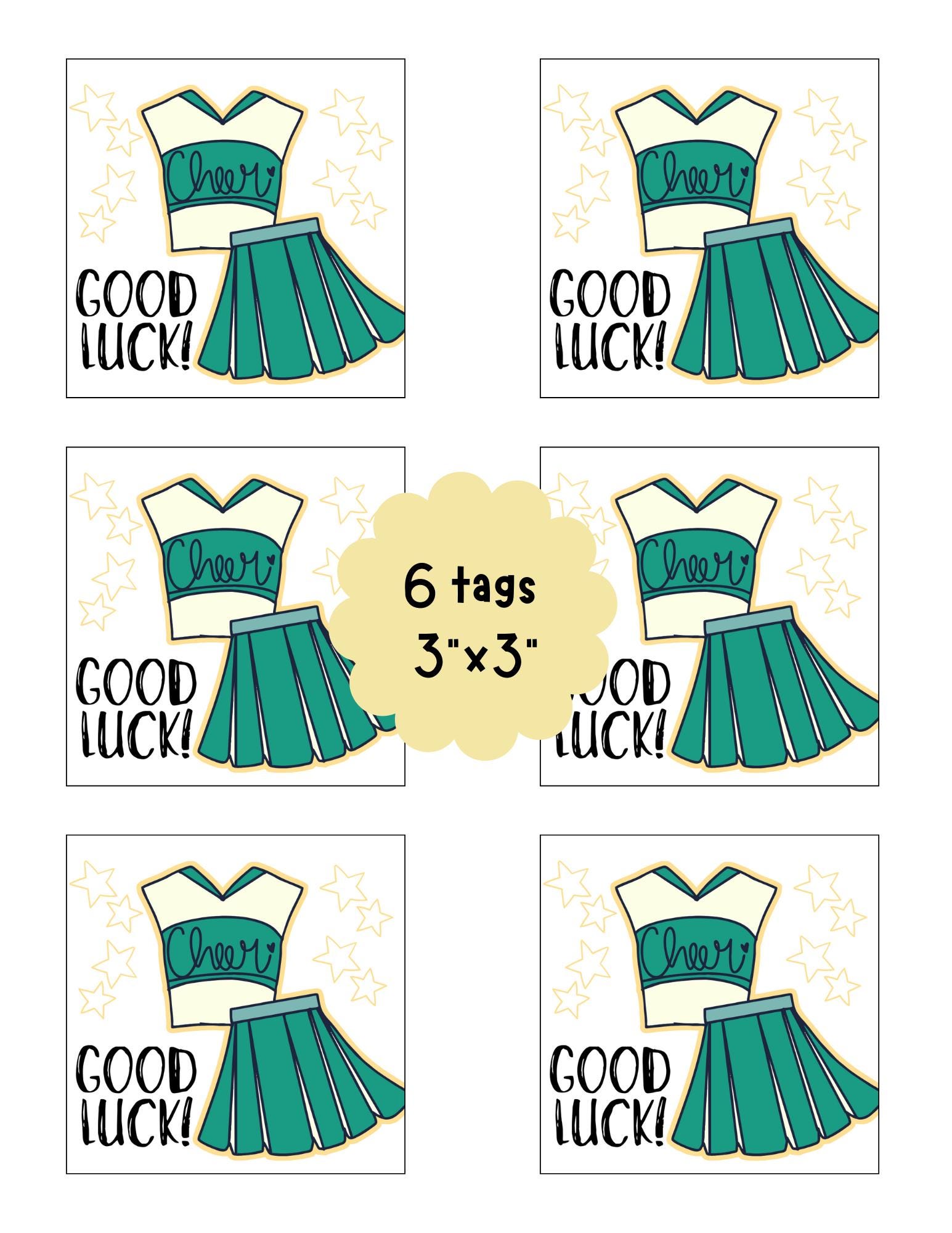Cheerleading Gift Tags: Team Competition Printable (digital Download ...