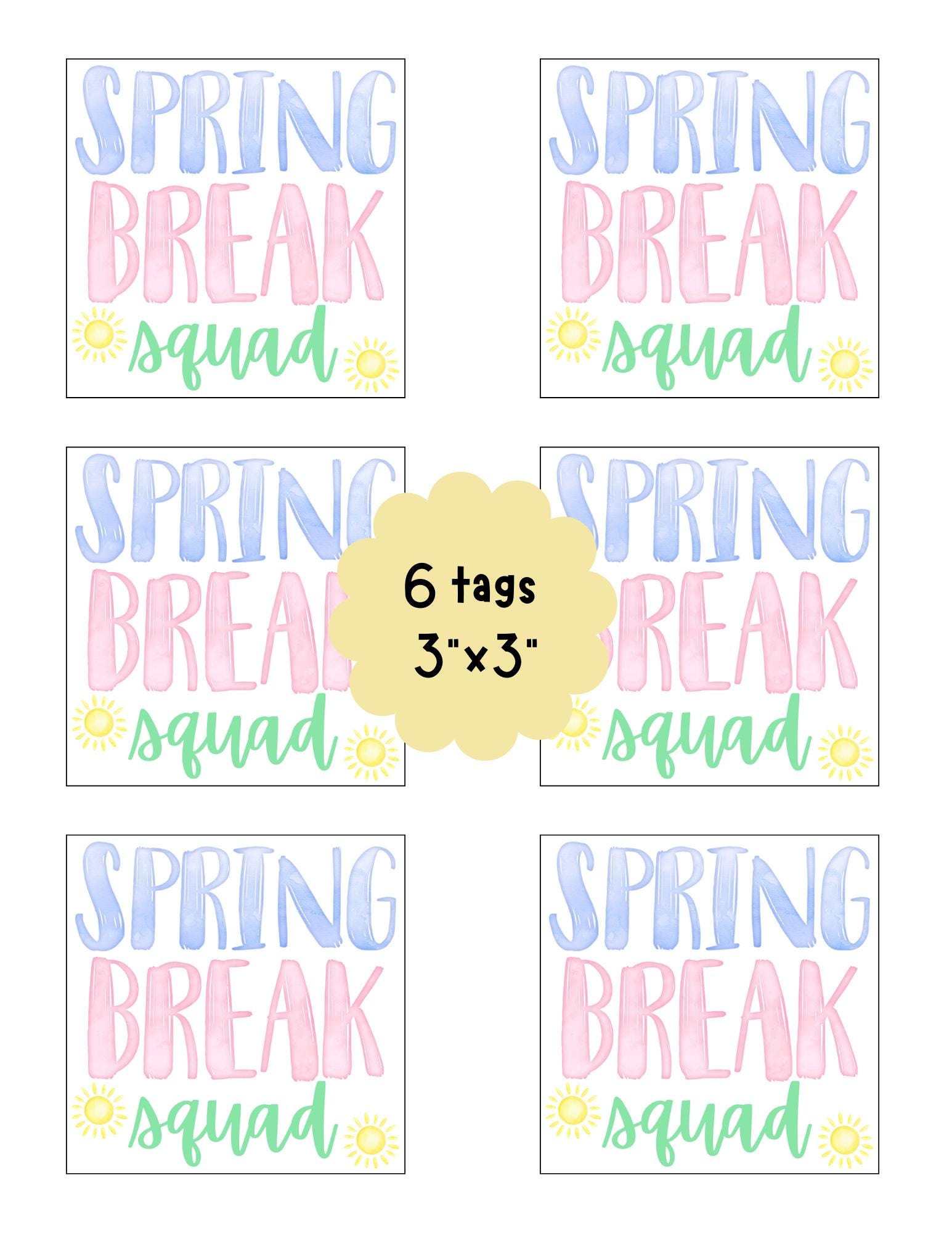 Spring Break Squad Gift Tag: Printable Vacation Tags (PDF) - Etsy