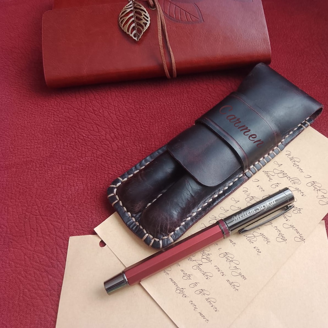 Pen Pouch for 2 Pen Fountain Pen Case, Leather Pen Case, Pencil Pouch ...