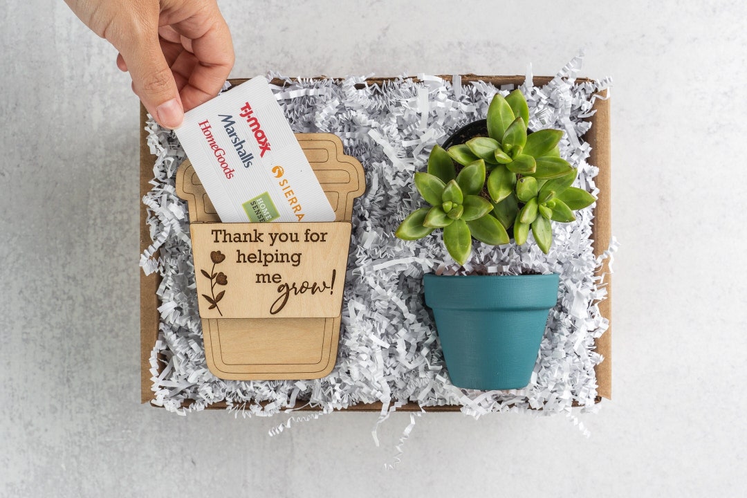 Teacher Appreciation Succulent Plant Gift Box: Thank You for Helping Me ...