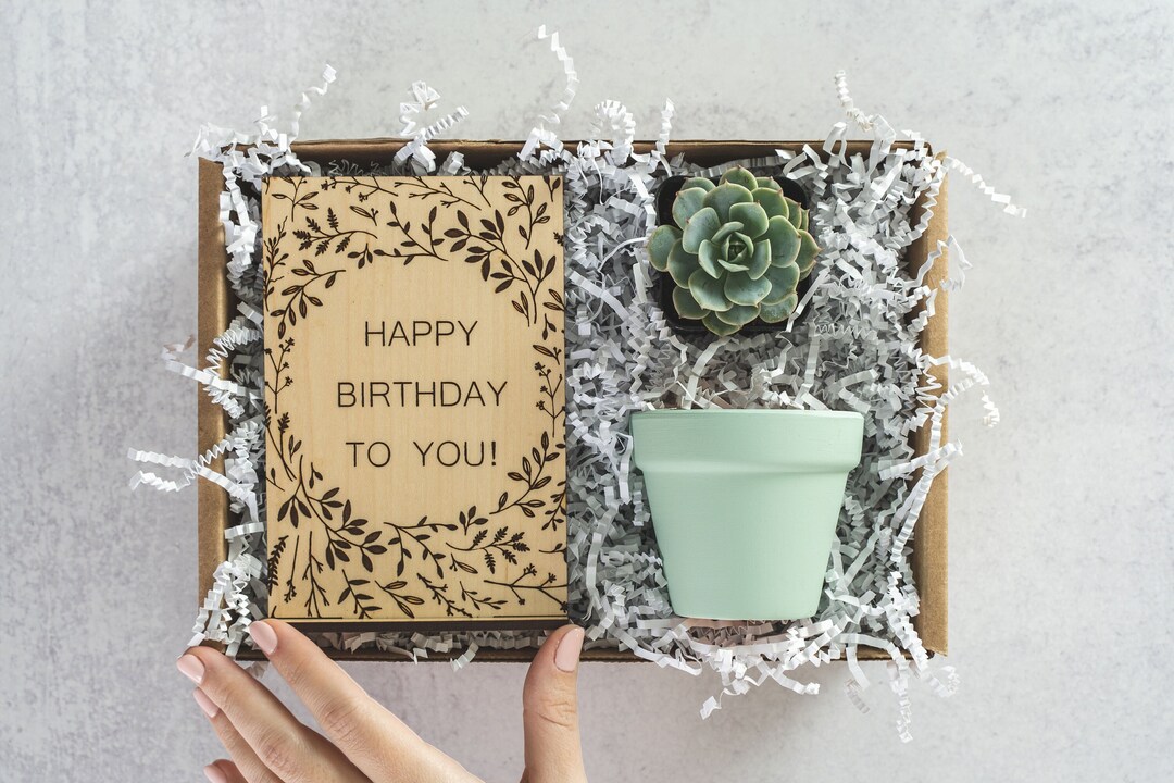 Custom Birthday Gift Box, Happy Birthday Succulent Plant Gift Box ...