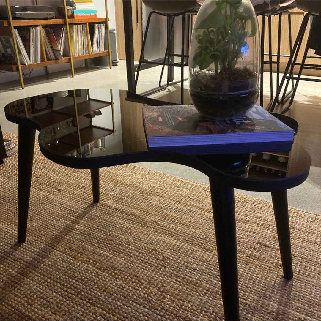 Black Glass-topped Coffee Table , Unique Home Decor , Modern Coffee ...