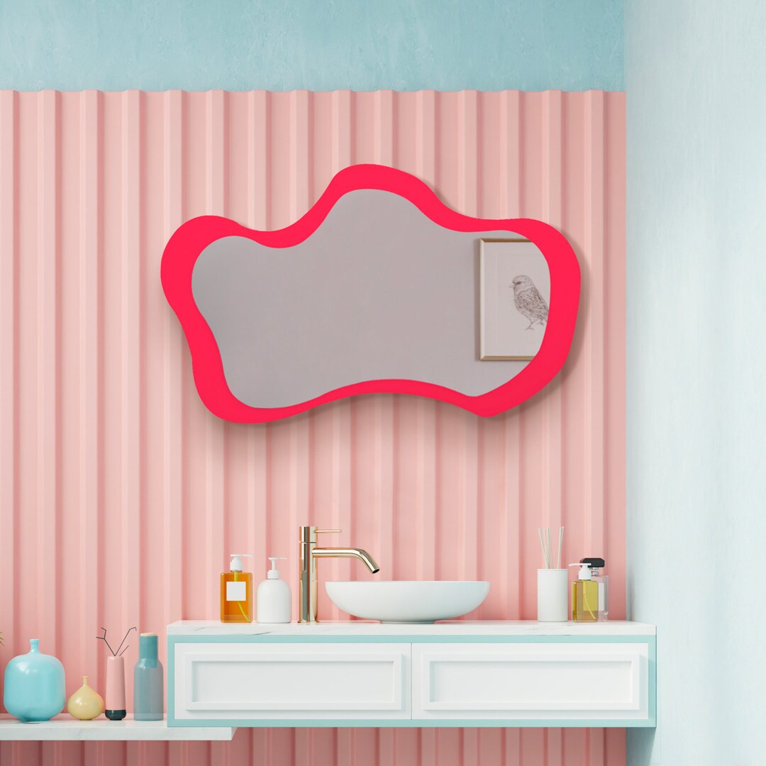 Modern Pink Mirror , Pink Wall Art , Mirror for Kidsroom , Pink Mirror ...