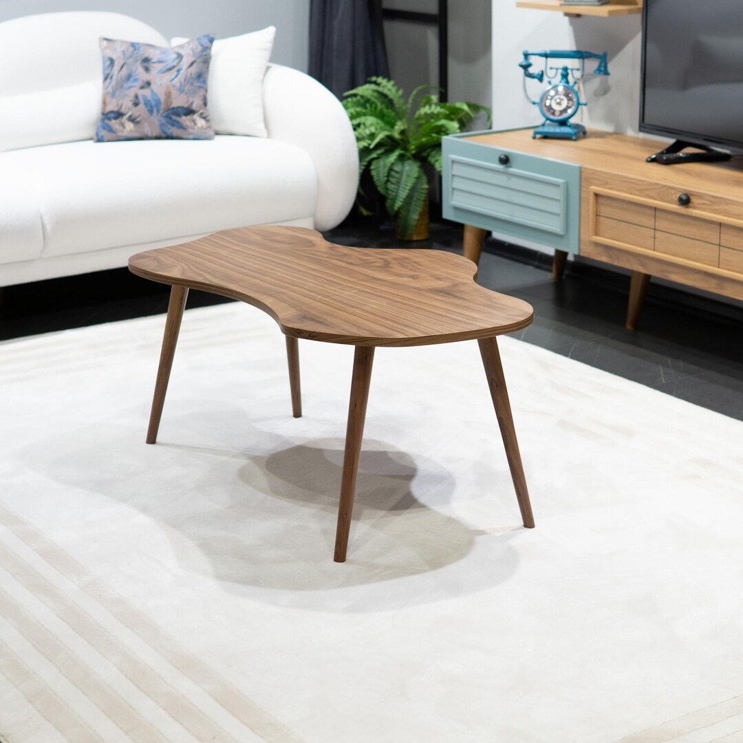 Glass Wood Walnut Coffee Table - Etsy