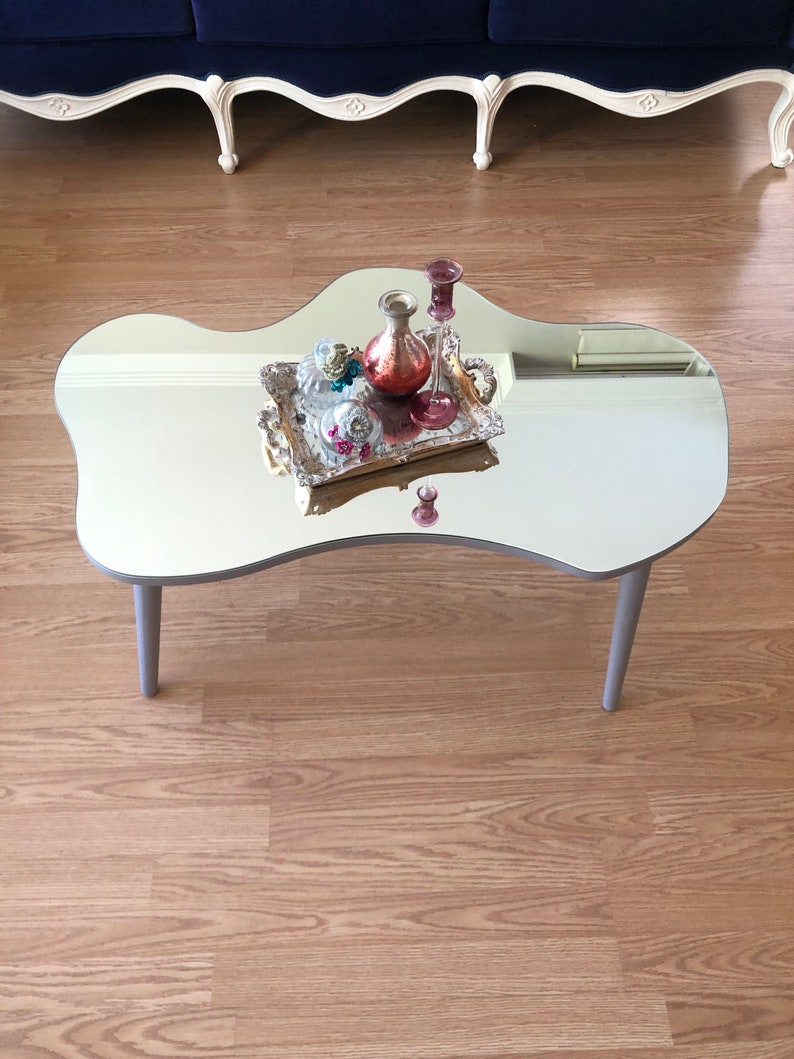 Silver Coffee Table Mirror Coffee Table Wood Glass Coffee - Etsy
