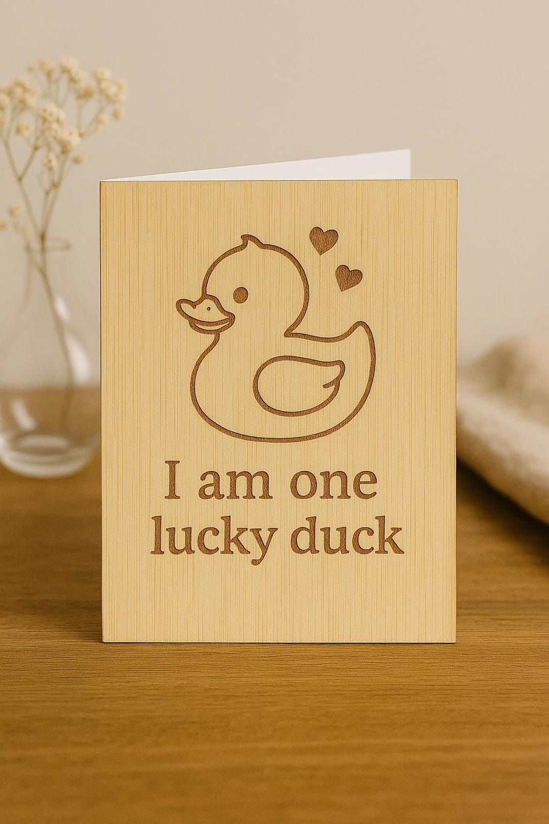 I Am One Lucky Duck Greeting Card – Laser Engraved Card - Romantic Gift ...