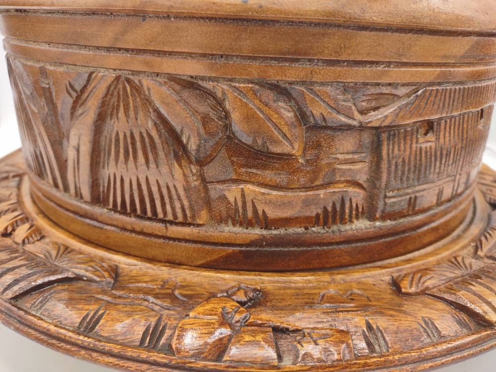 Antique Teak Rotating Cake Stand Hand Carved - Etsy
