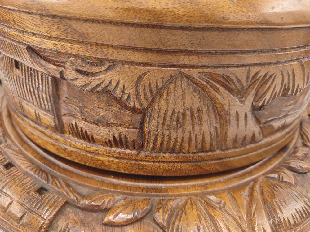 Antique Teak Rotating Cake Stand Hand Carved - Etsy