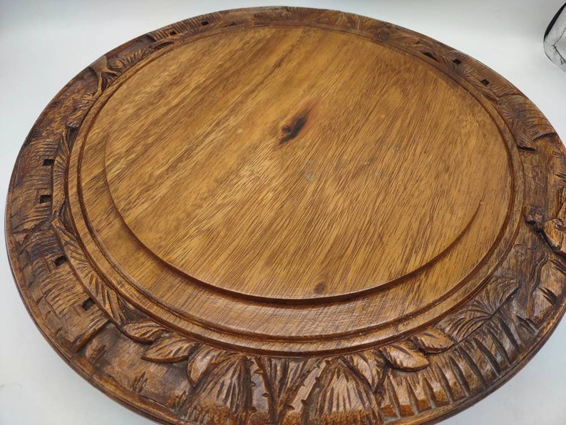 Antique Teak Rotating Cake Stand Hand Carved - Etsy