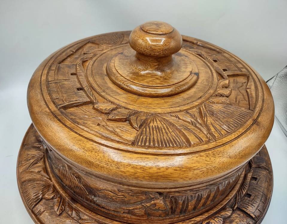 Antique Teak Rotating Cake Stand Hand Carved - Etsy
