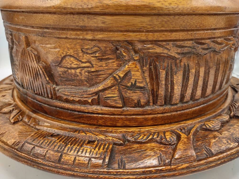 Antique Teak Rotating Cake Stand Hand Carved - Etsy