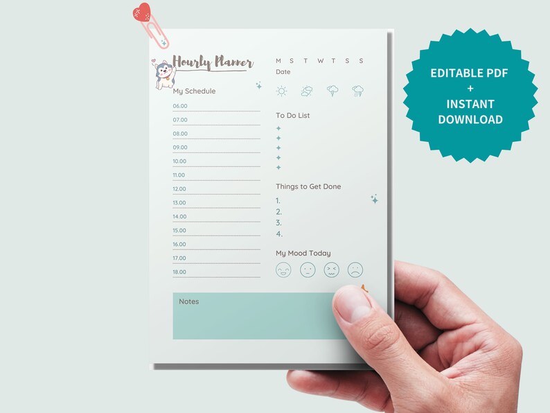 2025 Cute Daily Planner Template | Hourly Daily Planner - A4/A5 (size ...