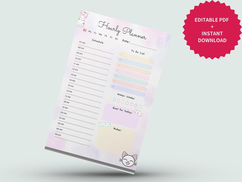 2025 Cute Daily Planner Template | Hourly Daily Planner - A4/A5 (size ...