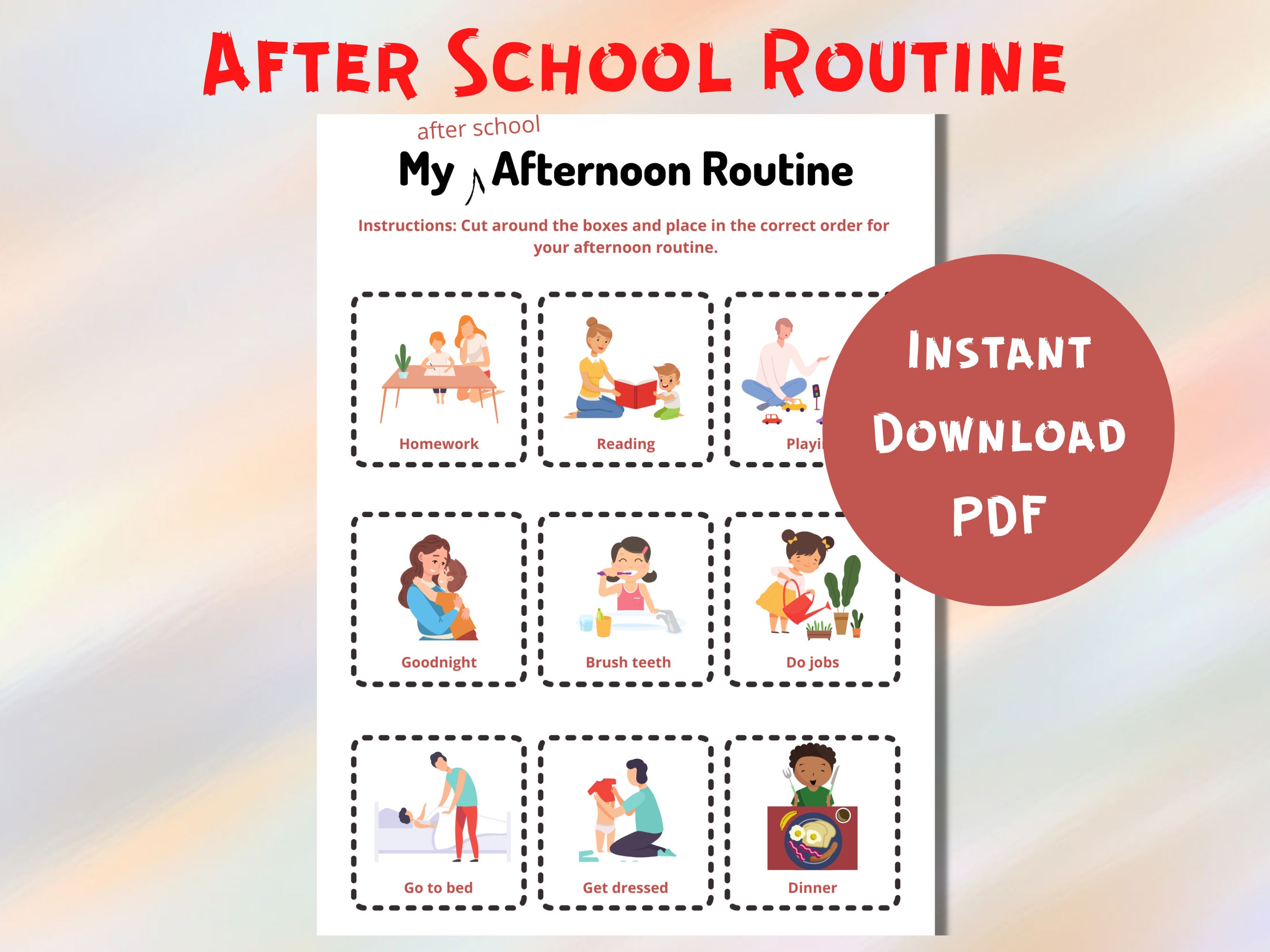 Kids After School Routine Visual - Printable Tasks, Preschool ...