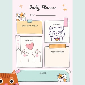 Cute Daily Planner Printable - Printable Planner, Planner Set, Instant ...