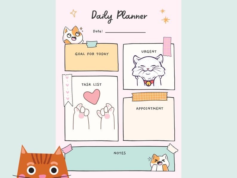 Cute Daily Planner Printable - Printable Planner, Planner Set, Instant ...