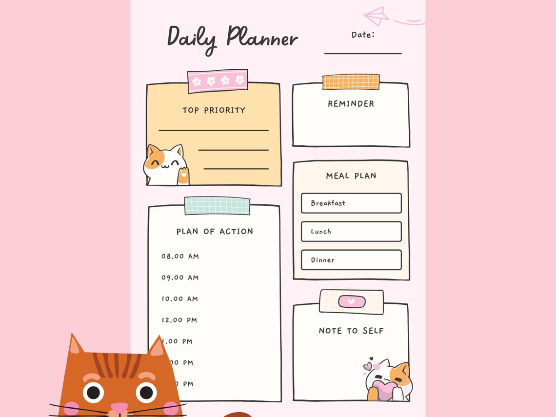 Cute Daily Planner Printable - Printable Planner, Planner Set, Instant ...
